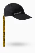 Buy Off-White Black Helvetica Logo Baseball Cap in Cotton Twill Online ...