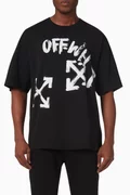 Buy Off-White Black Paint Script Oversized T-shirt in Cotton Jersey for ...