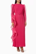 Buy SENNA Pink Frida Draped Maxi Dress Online for Women | Ounass UAE