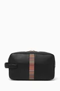 Buy Paul Smith Black Signature Stripe Wash Bag in Embossed Leather ...