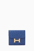 Buy Hermès Pre-Loved Blue Unused Constance Compact Slim Wallet in ...