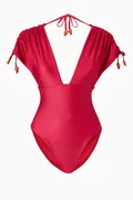 Buy Andrea Iyamah Red Roba One-piece Swimsuit for WOMEN in UAE | Ounass