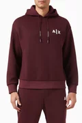 Buy Armani Exchange Burgundy AX Campus Logo Ribbed Hoodie for MEN in ...