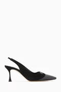 Buy Manolo Blahnik Black Zaborus 70 Slingback Pumps in Suede for WOMEN ...