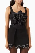 Buy Mach&Mach Black Lotus Blossom Corset Top in Viscose-blend Knit for ...