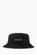 Buy Represent Black Logo Bucket Hat in Canvas for Men in UAE | Ounass