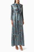 Buy Setre Blue Floral-print Tiered Maxi Dress for Women in UAE | Ounass