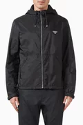 Buy Prada Black Logo Jacket in Re-Nylon for Men in UAE | Ounass
