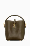 Buy SAINT LAURENT Green Le 37 Mini YSL Bucket Bag in Shiny Lizard ...