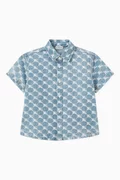 Buy Burberry Blue Printed Knight Shirt in Cotton Online for Boys ...