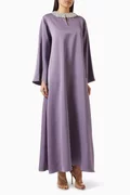 Buy SHATHA ESSA Purple Embellished Neckline Kaftan in Silk for Women in ...