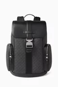 Buy Michael Kors Black Hudson Signature Logo Cargo Backpack in Leather ...