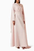 Buy SENNA Pink Fleur Embellished Maxi Dress in Crepe Online for Women ...