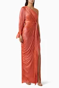 Buy Maria Lucia Hohan Orange Palmer One-shoulder Pleated Dress in Silk ...