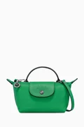 Buy Longchamp Green Mini Le Pliage Xtra Handbag in Leather Online for ...