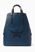 Buy MCM Blue Medium Himmel Backpack in Lauretos Monogram Canvas Online ...