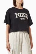 Buy Nike Black Logo Cropped T-shirt in Cotton Online for Women | Ounass UAE