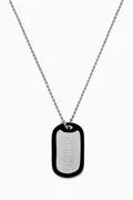 Buy Palm Angels Silver Logo-engraved Tag Necklace in Silver-tone Brass ...