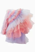 Buy Raspberry Plum Multicolour Swan Ruffled Dress in Tulle Online for ...