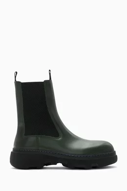 Buy Burberry Green Creeper Chelsea Boots in Leather For Women Online Ounass UAE