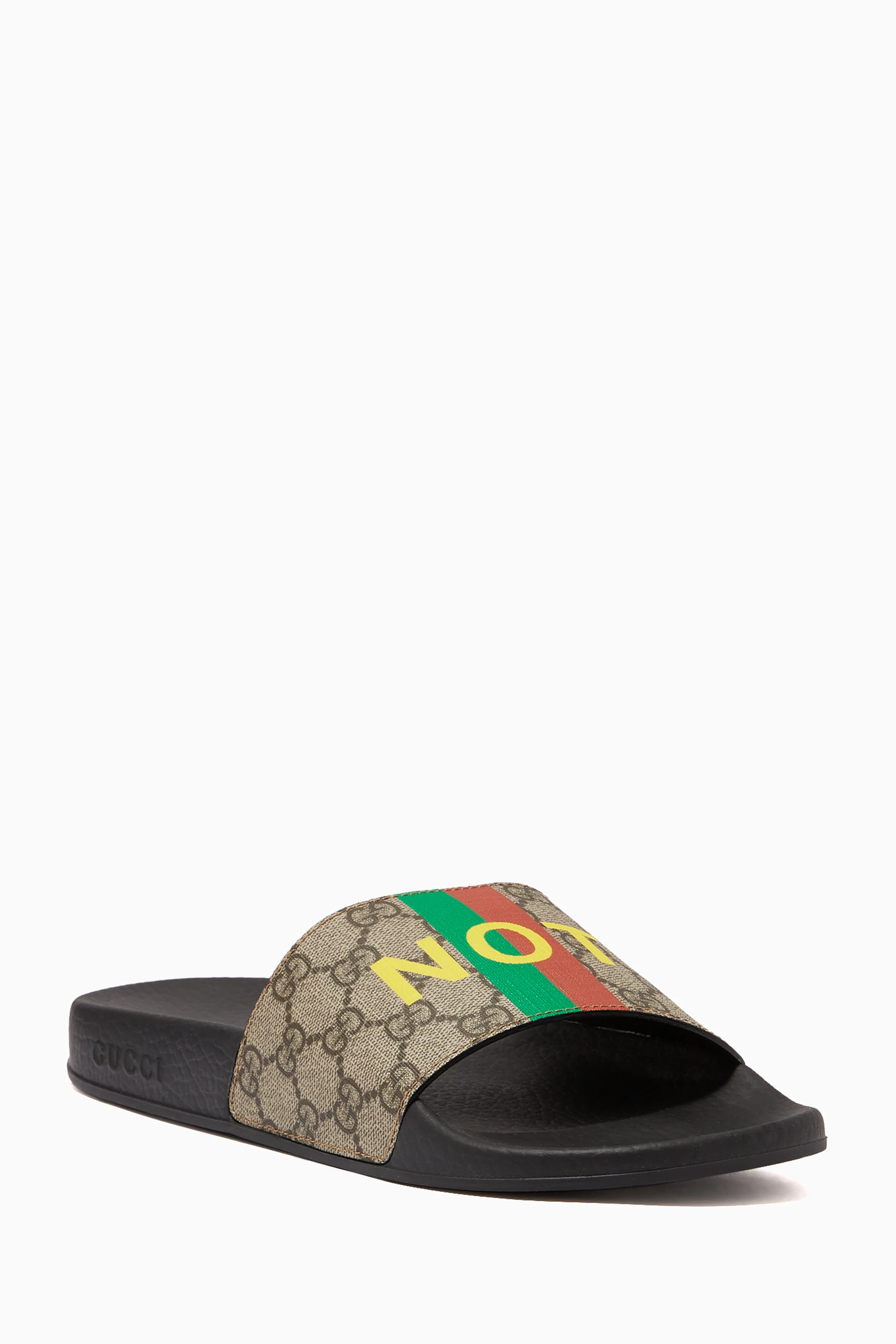 Shop Gucci Original GG Canvas Slides With Double G Saks, 54% OFF