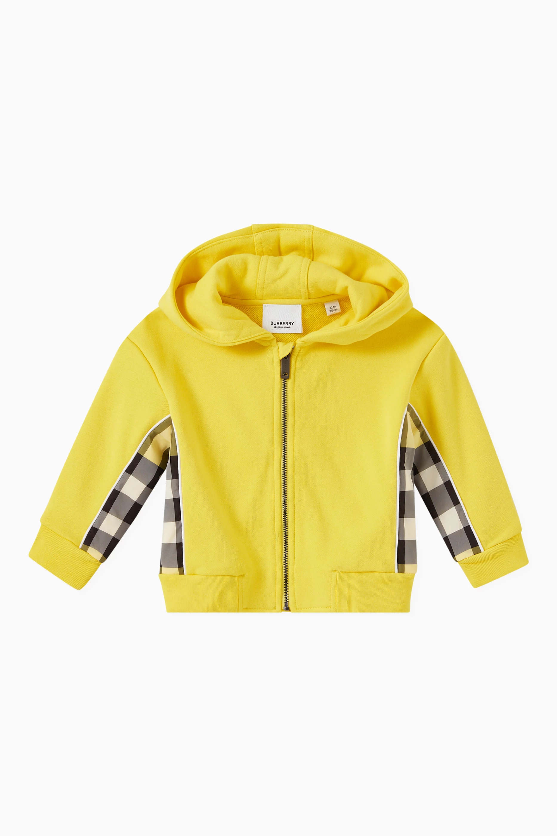 Buy Burberry Yellow Check Panel Graham Hoodie in Cotton For Baby Boys Online Ounass UAE