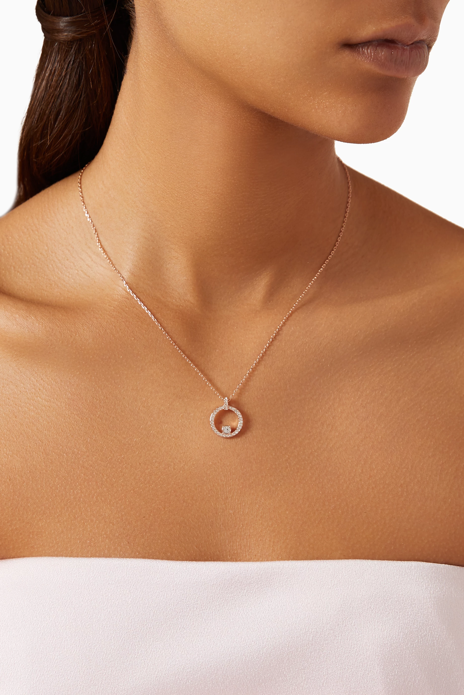 Buy Swarovski Rose Gold Creativity Crystal Circle Pendant Necklace in Rose Gold plated Metal For Women Online Ounass UAE